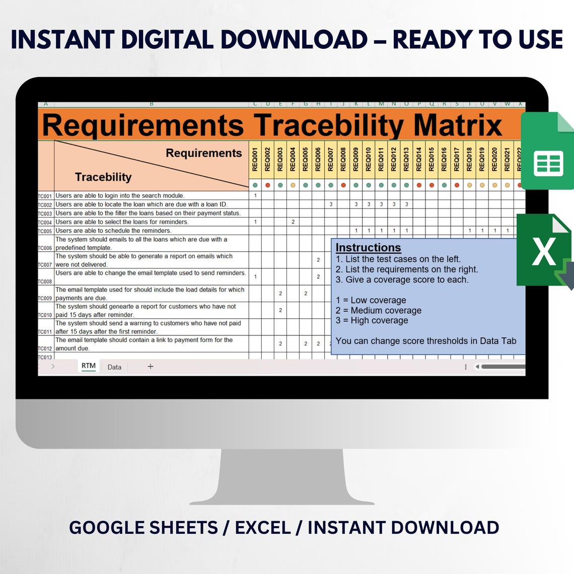 Requirements Traceability Matrix Excel Spreadsheet, Project Management ...