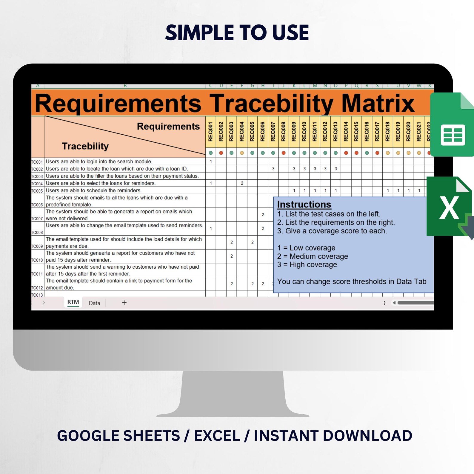 Requirements Traceability Matrix Excel Spreadsheet, Project Management ...