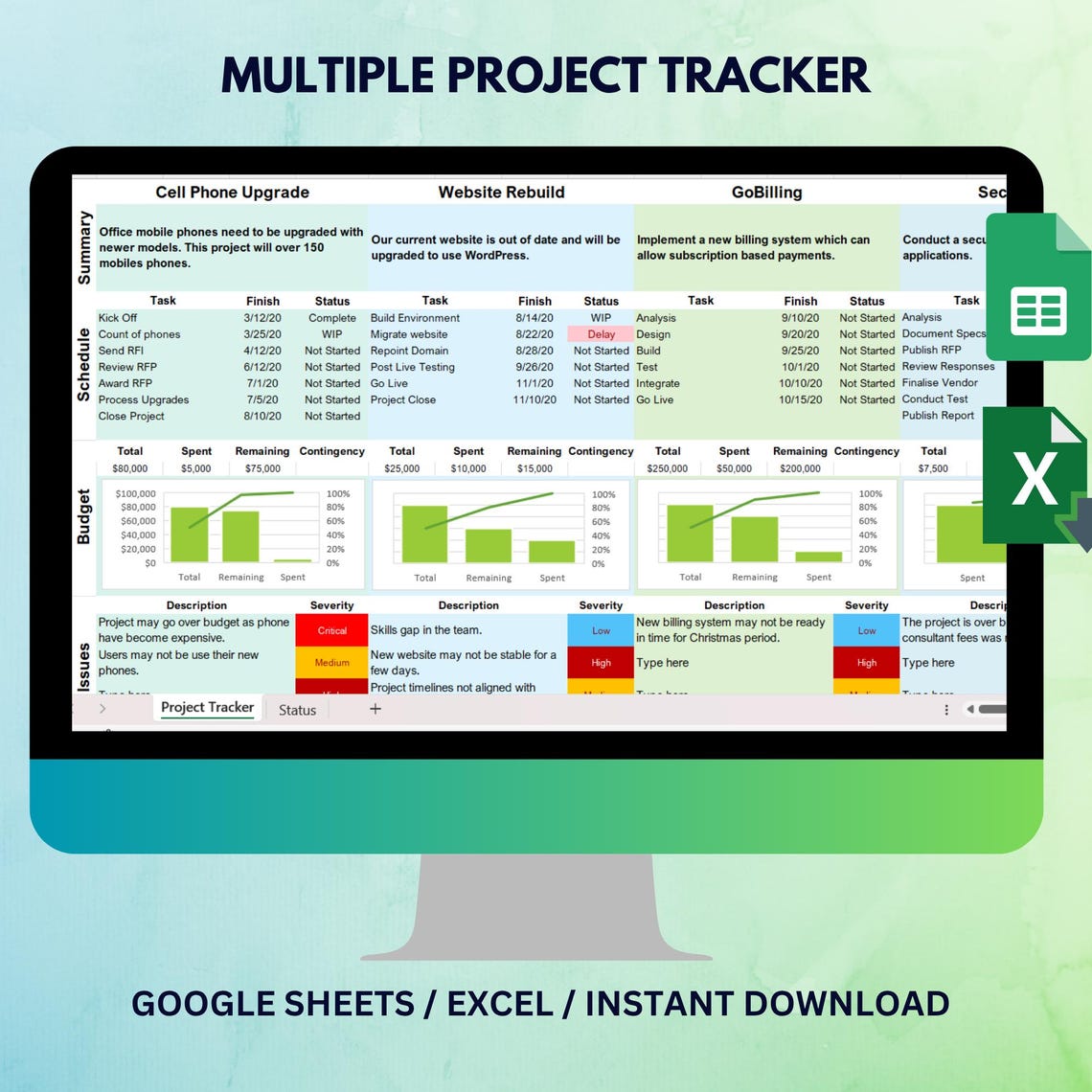 Multiple Project Dashboard Management Details Statistics Google ...