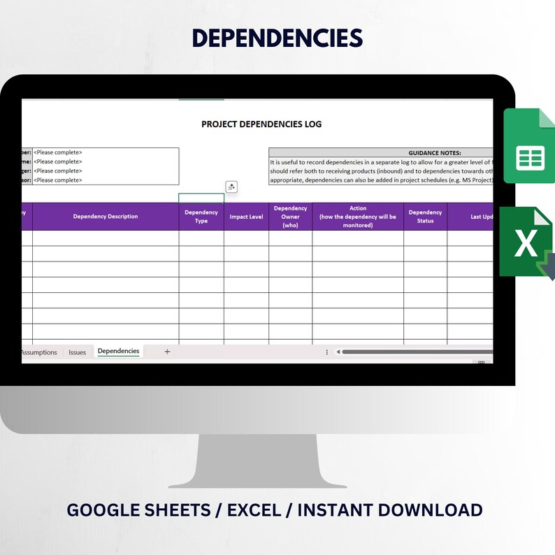 RAID Log Excel Template Spreadsheet, Spreadsheet Tasks Management ...