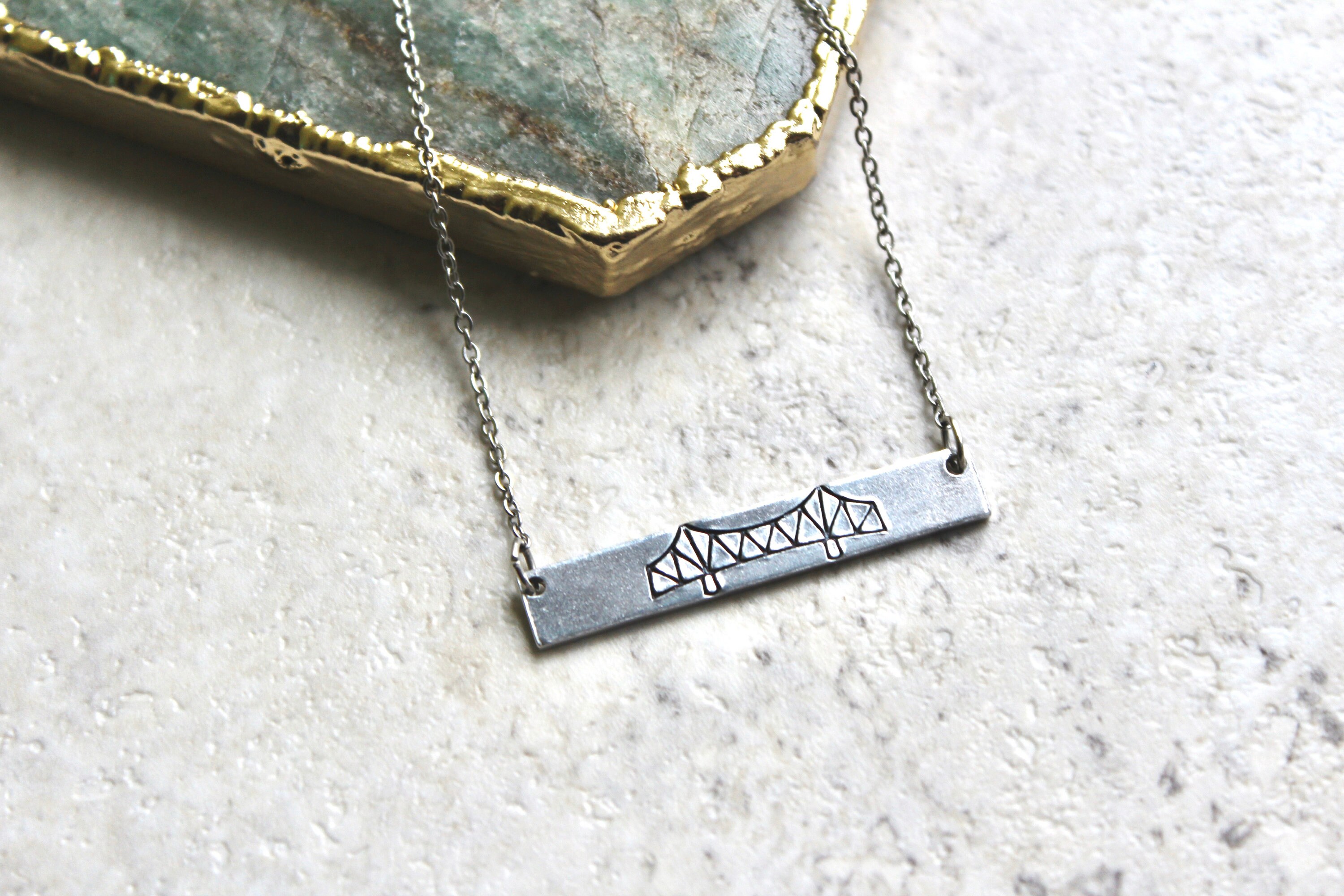 Silver Bridge Bar Necklace North Alabama Florence Jewelry | Etsy