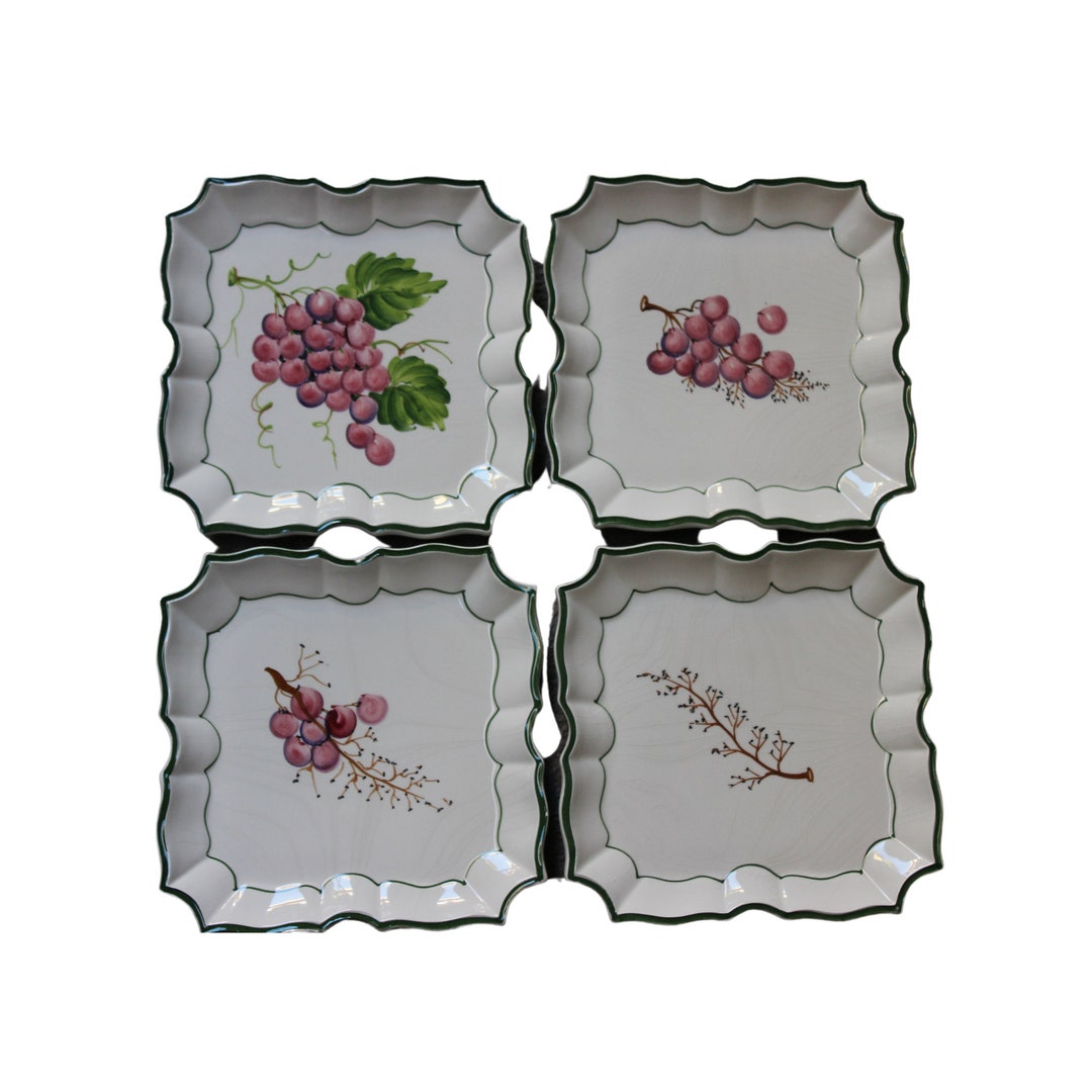 Vietri Disappearing Grapes Plates Display Italy Square Decorative ...