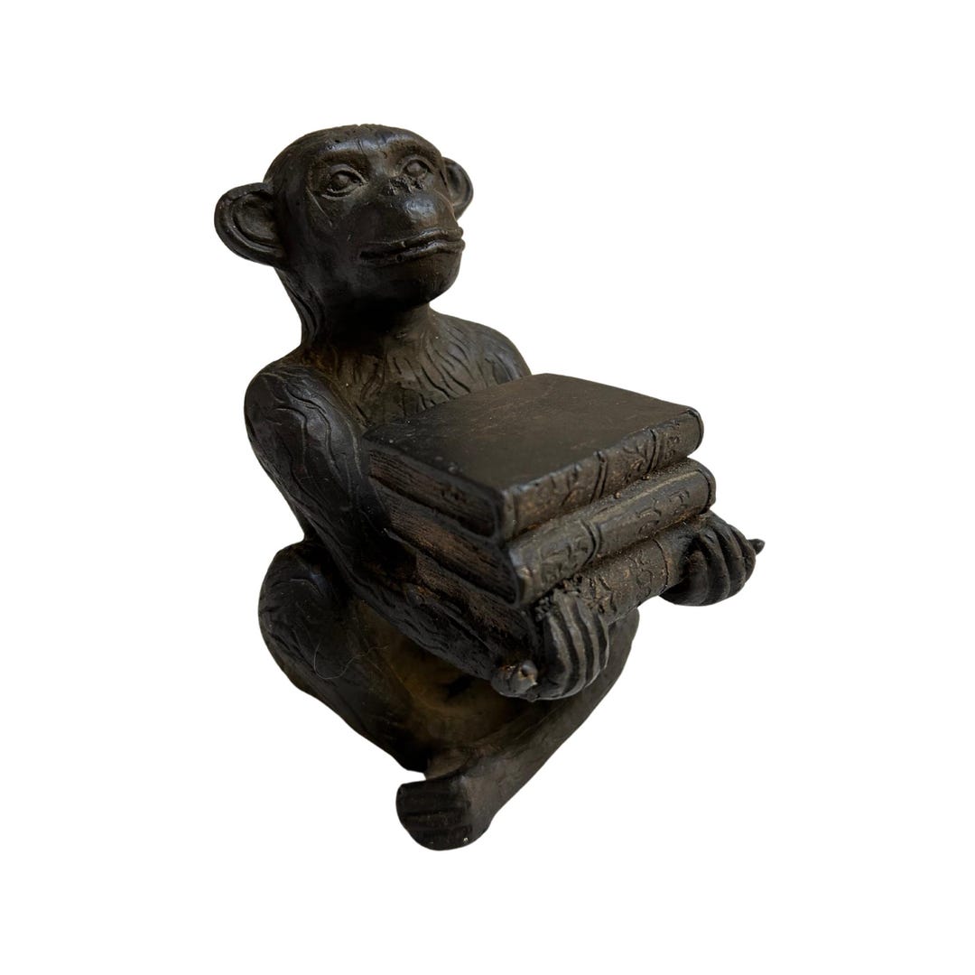 Cast Iron Monkey Bookend Andrea Sadek Vintage Monkey Holding Books ...