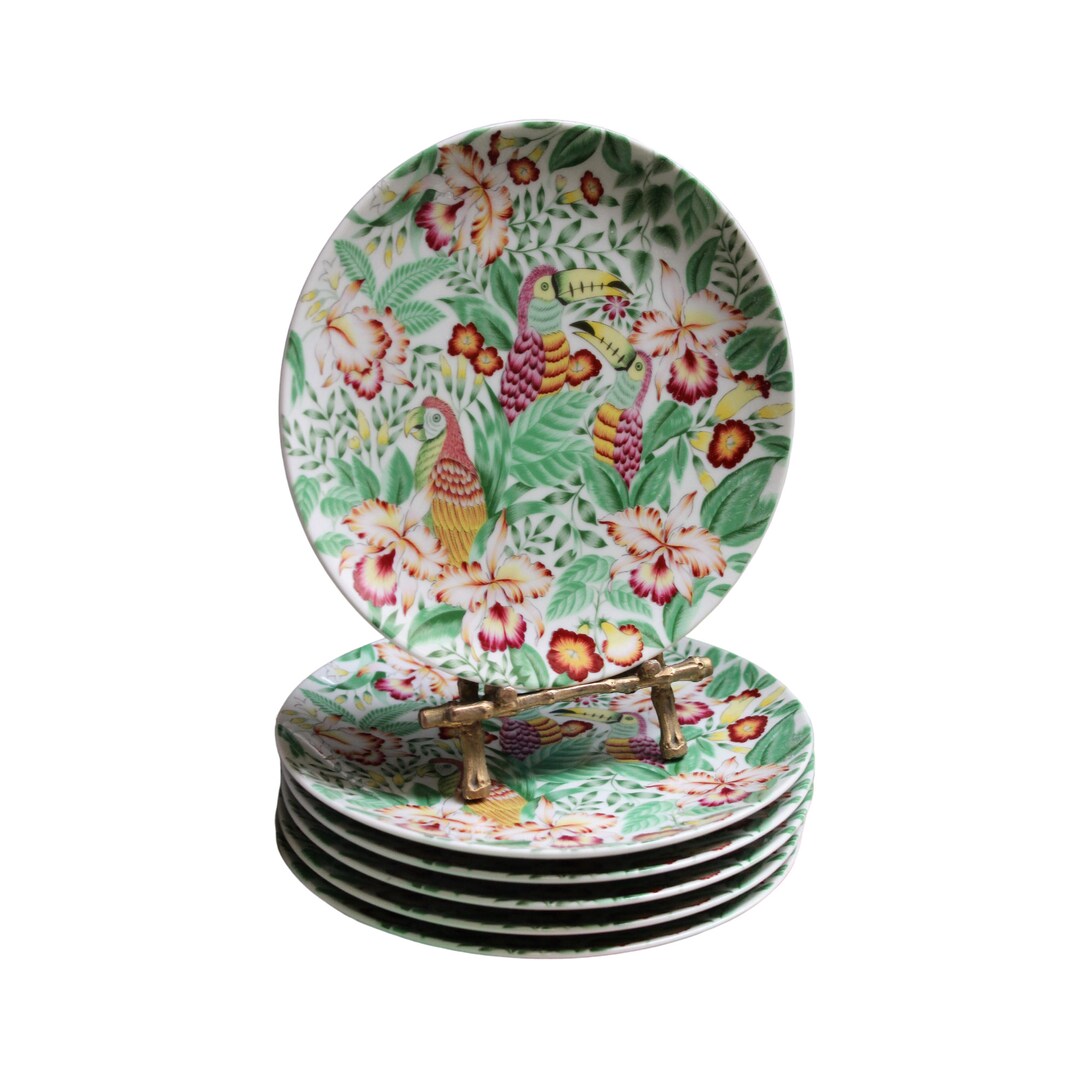 Parrot Salad Plate Tropical Vintage Andrea by Sadek Made in Japan ...