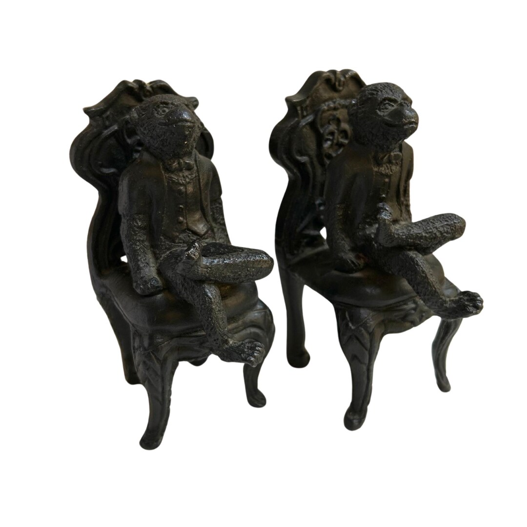Cast Iron Monkey Bookend Vintage Monkeys in Chairs Bookends 1990s - Etsy