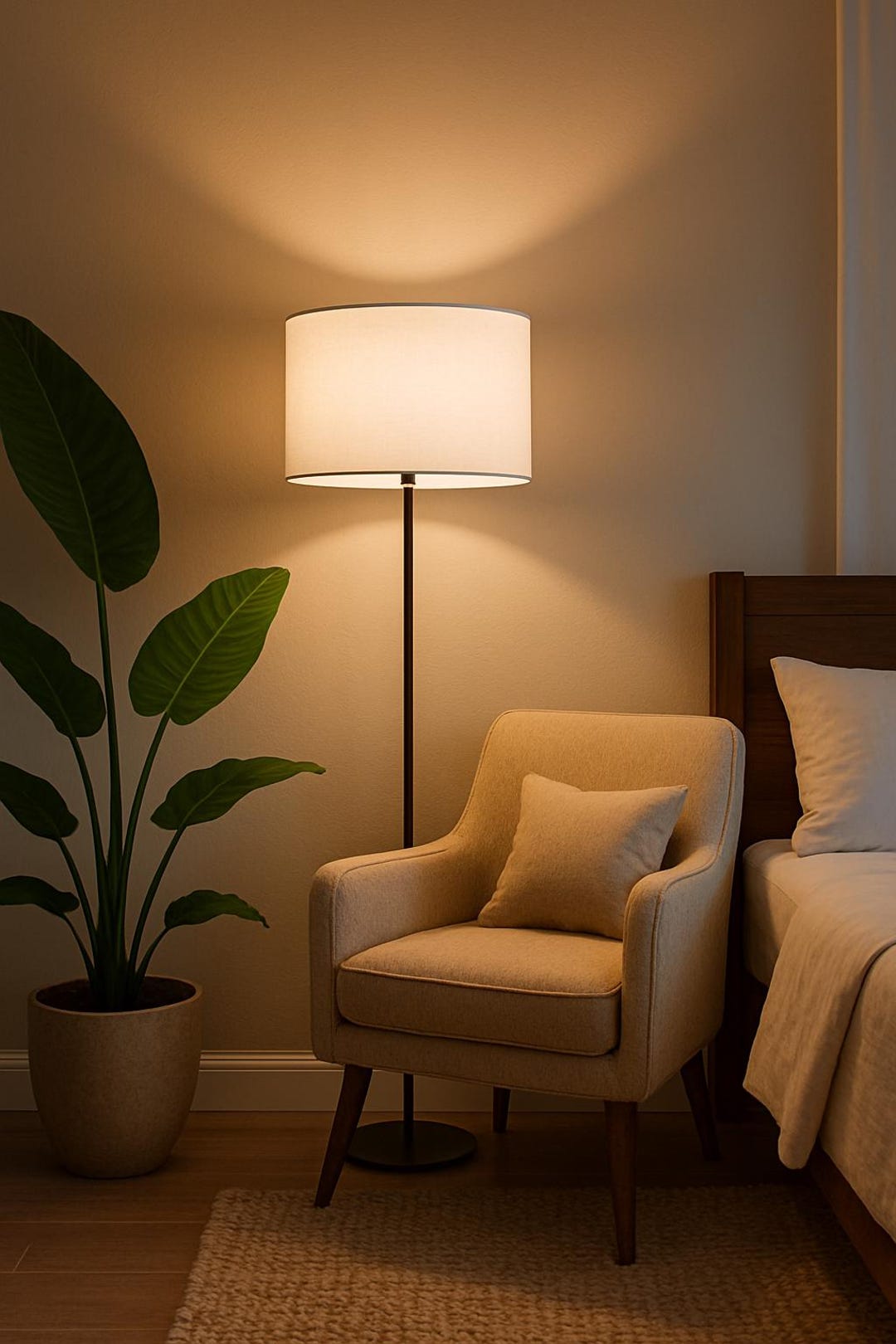 Minimalist Floor Lamp: Mid-century Modern Black Metal With White Drum ...