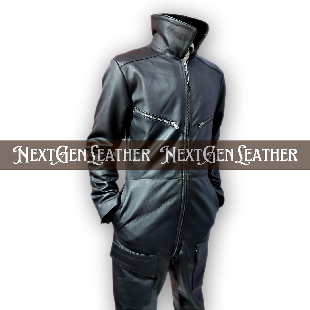 Men's Black Sheepskin Leather Catsuit: Full Body Zipper Suit - Etsy