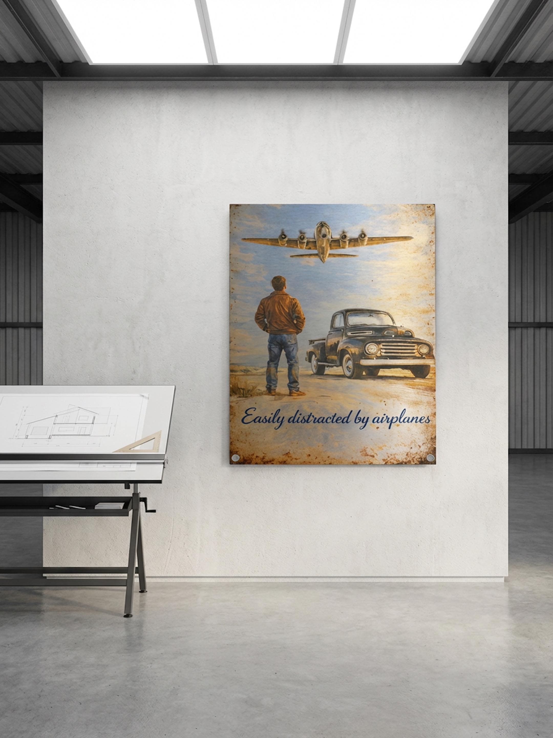 Easily Distracted by Airplanes: Rustic Aviation Wall Art for Pilots - Etsy