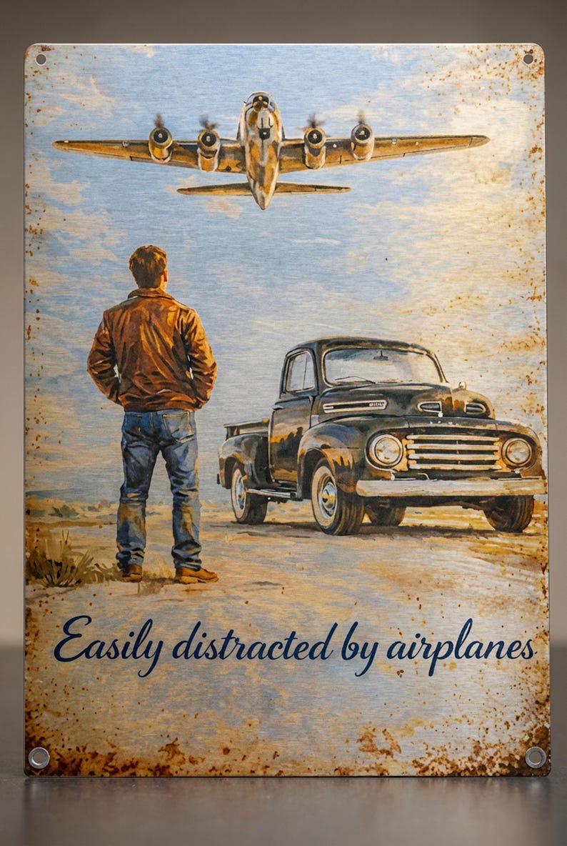 Easily Distracted by Airplanes: Rustic Aviation Wall Art for Pilots - Etsy