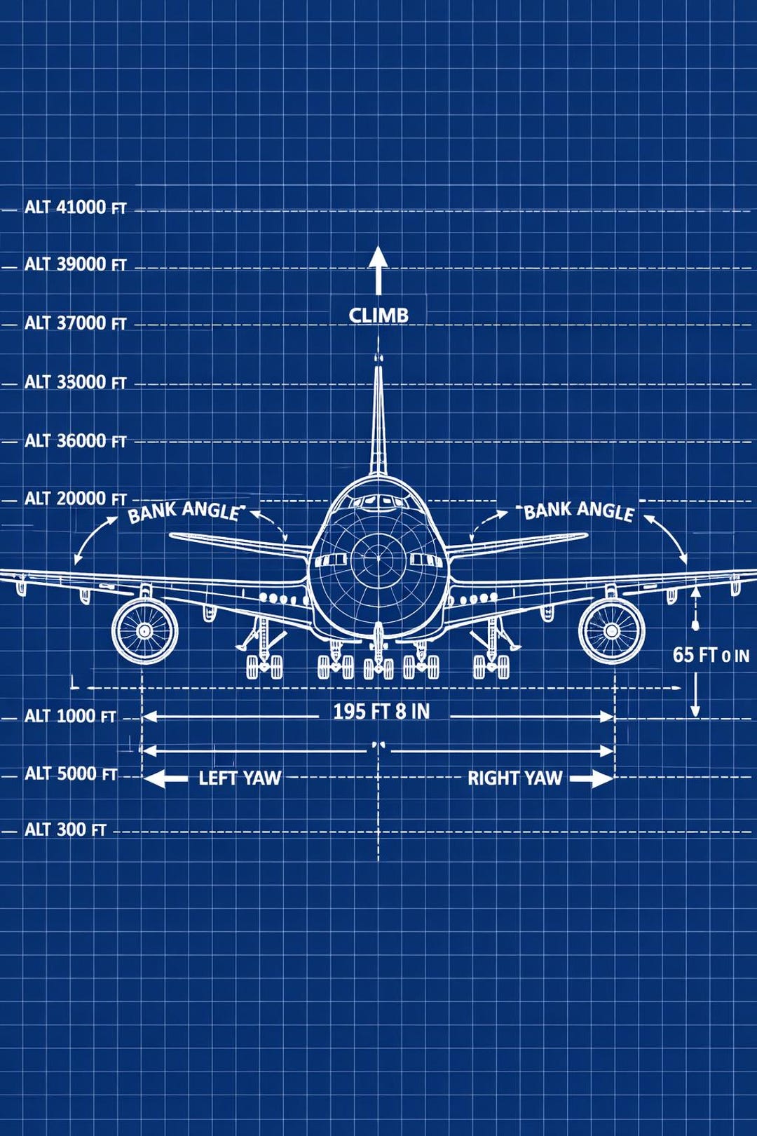Boeing 747 Blueprint Wall Art – Aviation Gift, Pilot Decor, Airplane ...