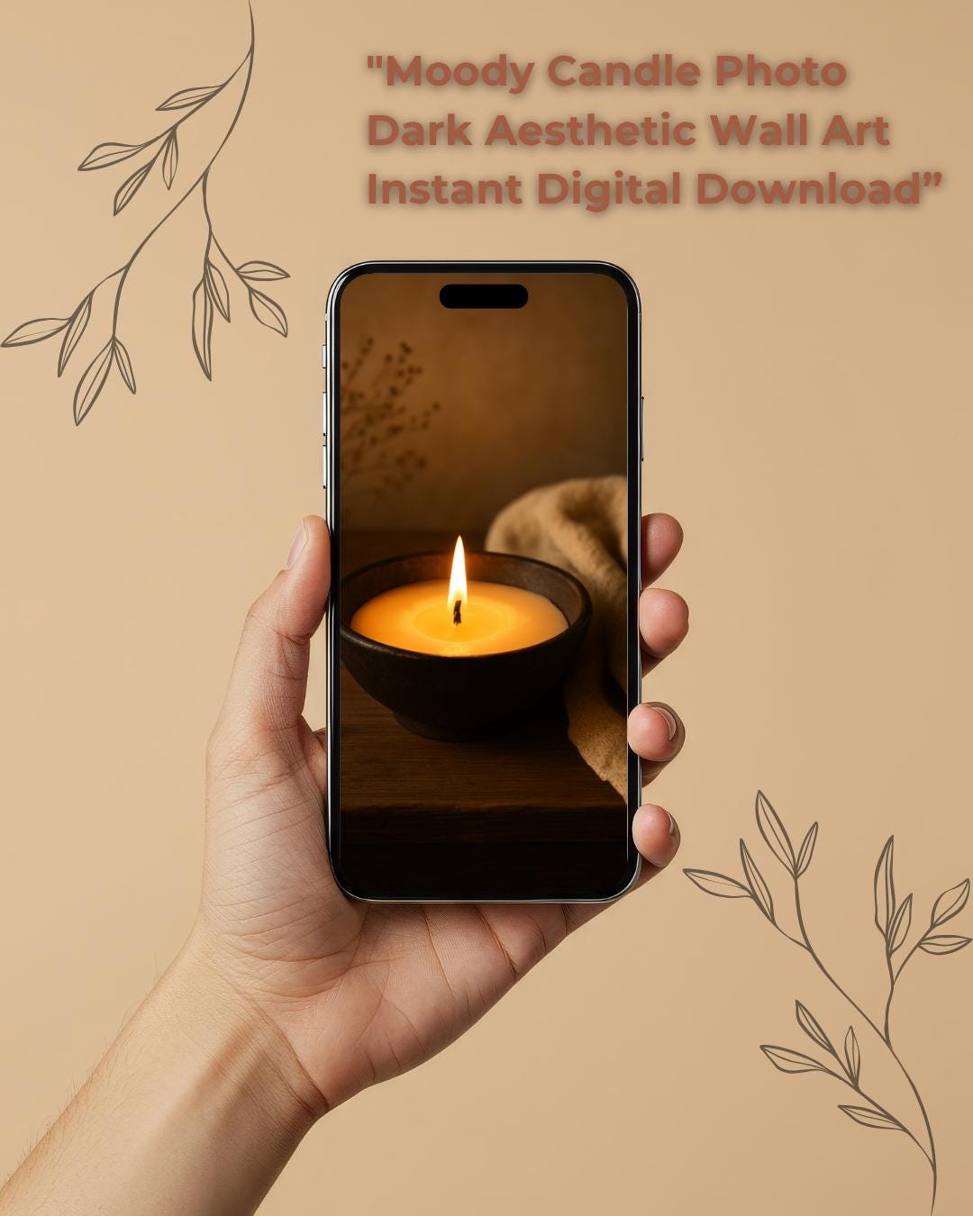 Cozy Candle Wall Art Printable – Moody Dark Aesthetic Candlelight Photo ...