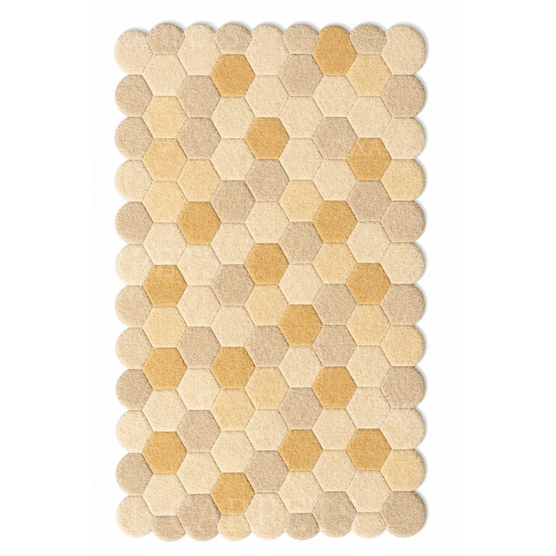 Hand Tufted Wool Honeycomb Rug | Modern Geometric Round Carpet - Etsy