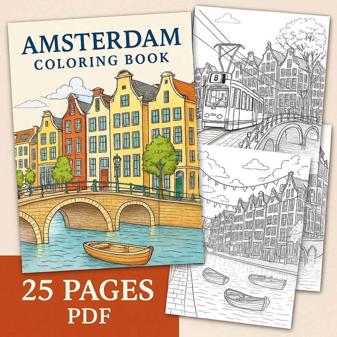 Amsterdam Canal Coloring Book – 25 Printable PDF Pages | Instant ...