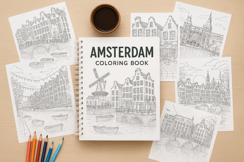 Amsterdam Canal Coloring Book – 25 Printable PDF Pages | Instant ...
