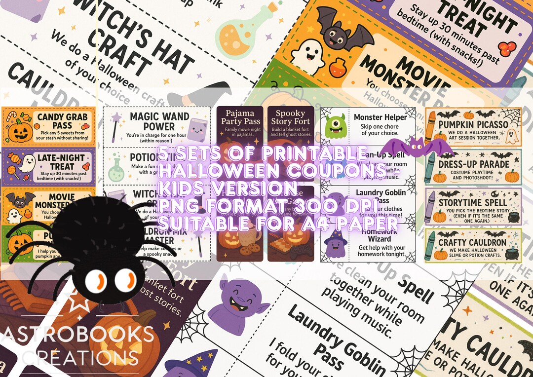 Printable Kids Halloween Coupons | Spooky Reward Tickets (digital PNG ...