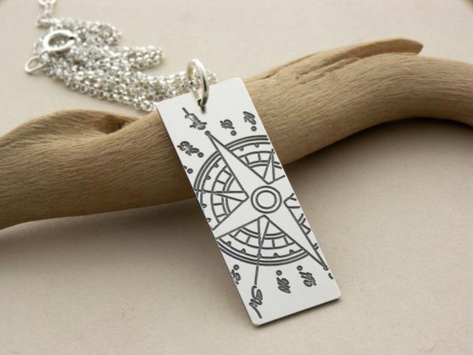 Compass Rose Coordinates Necklace Custom Engraved Handmade | Etsy