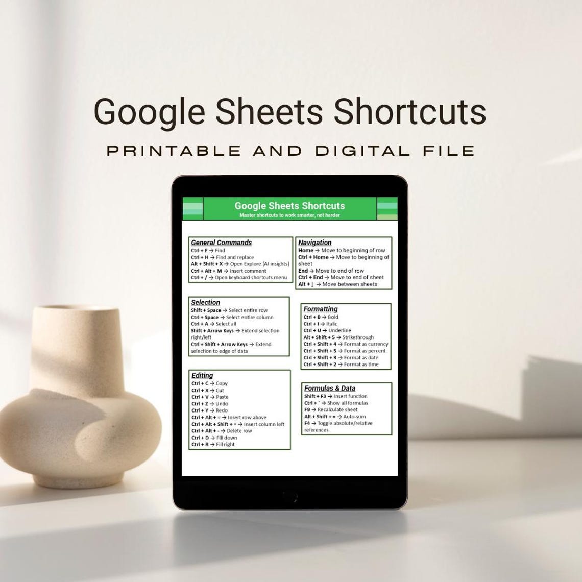 Google Sheets Shortcuts Cheat Sheet: Keyboard Hotkeys Reference ...