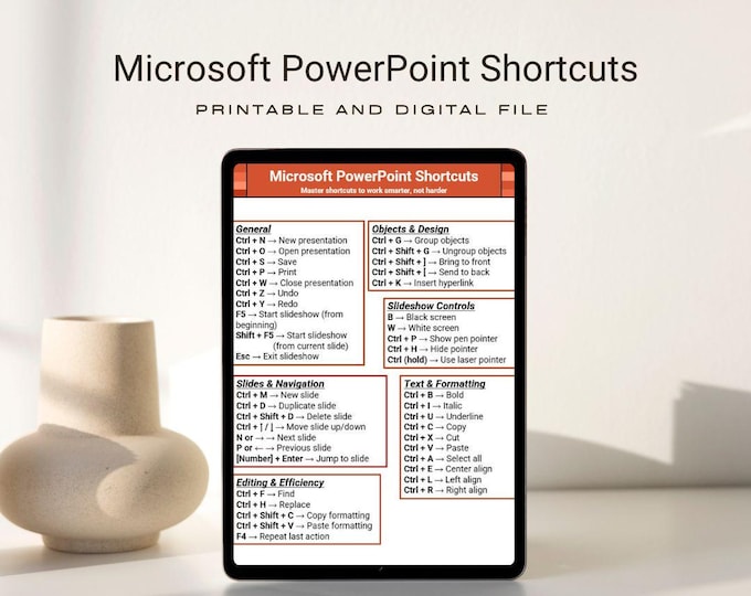 Powerpoint Shortcuts Cheat Sheet: Printable Keyboard Guide (digital ...