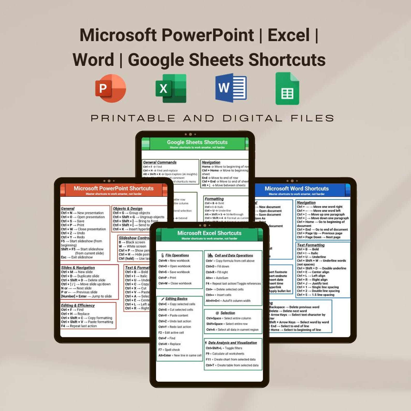 Microsoft Office & Google Sheets Shortcuts: Keyboard Hotkeys Guide ...