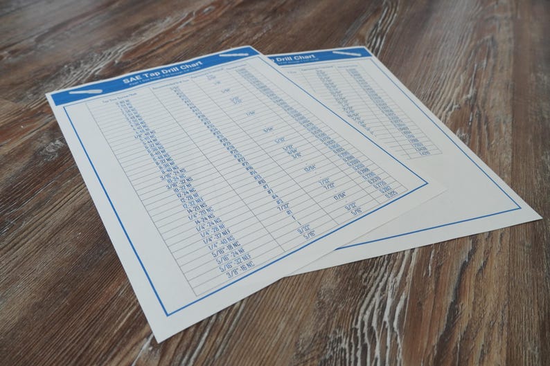 Tap Drill Chart: SAE Sizes, Decimal Equivalents (PDF Printable 8.5x11 ...