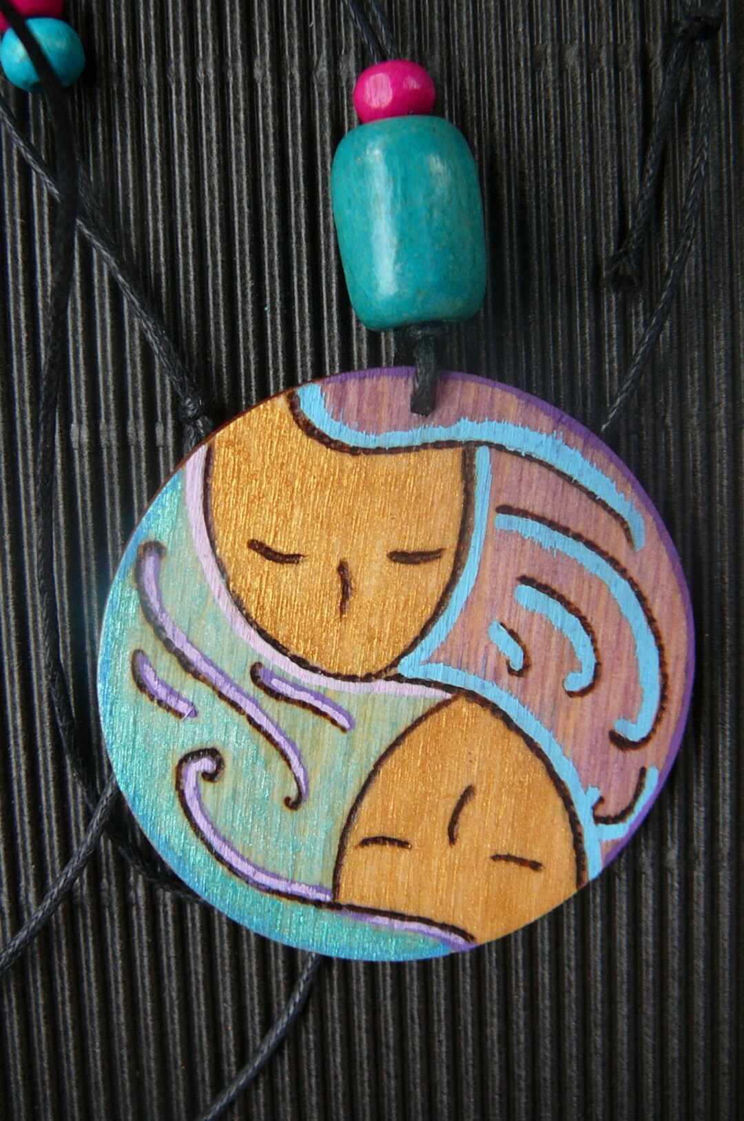 WOMAN Pendant "where is the Truth" Circle Wooden Shape Pendant Original ...
