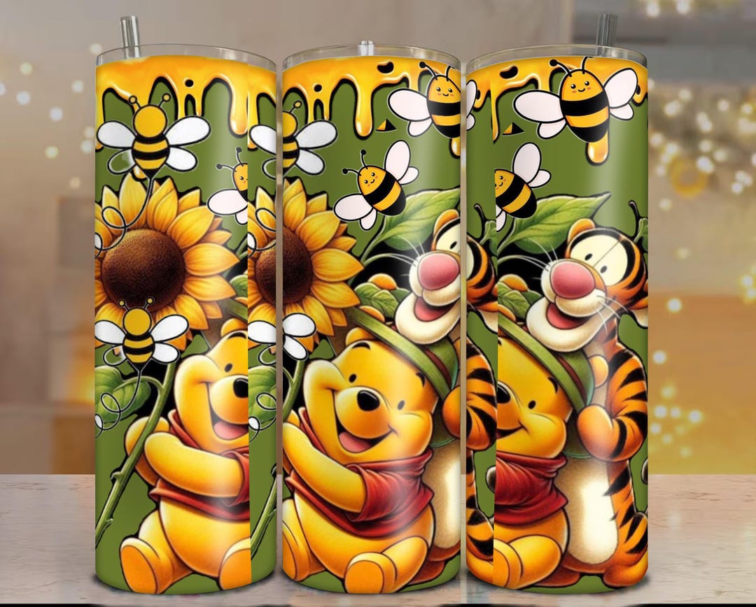 Pooh & Tigger Sunflower Bee Degital Design 20oz Tumbler Wrap. - Etsy