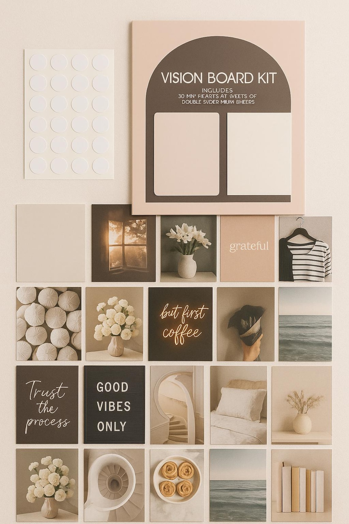 Vision Board Kit • 30 Aesthetic Mini Posters + 2 Sticker Sheets ...