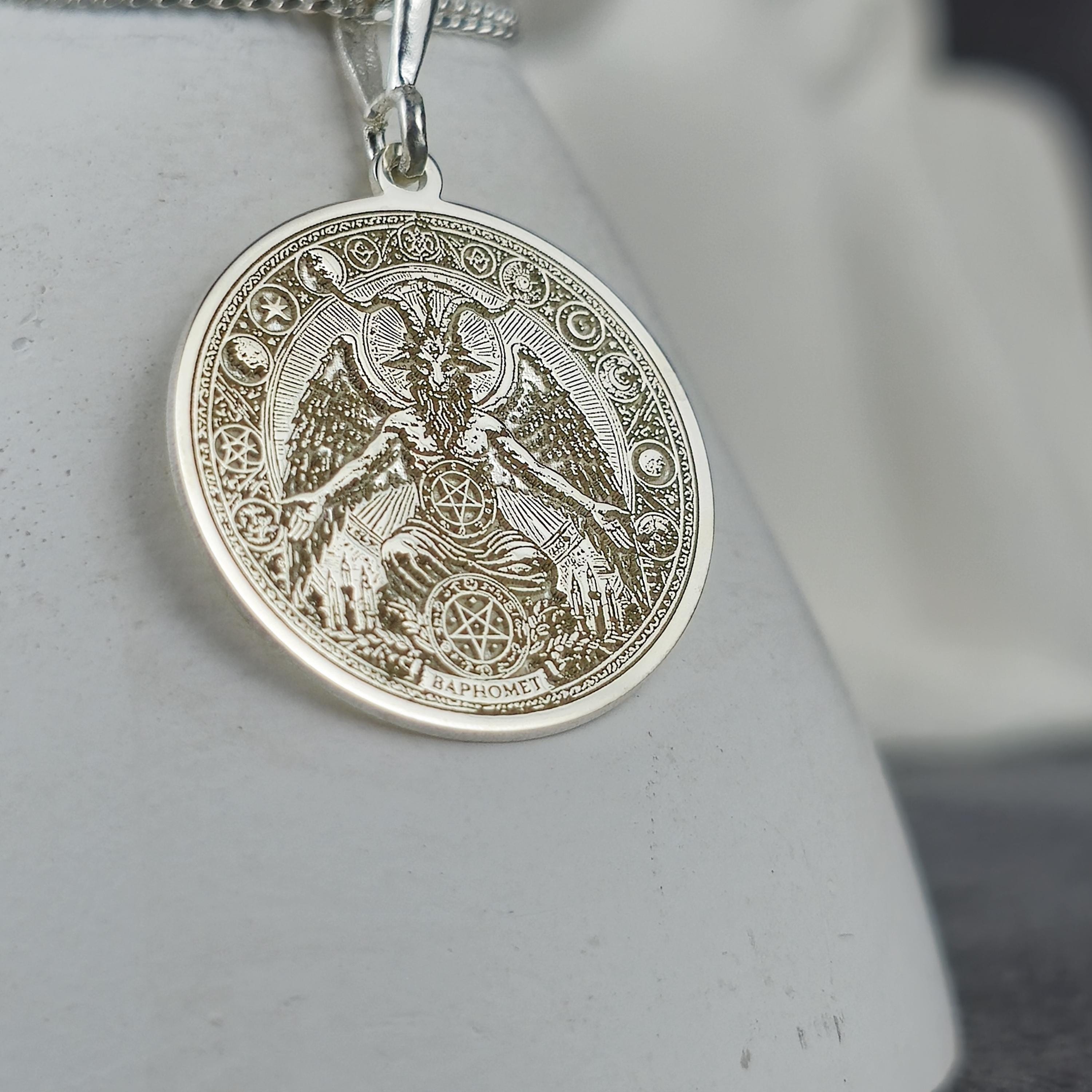 Baphomet Necklace / Esoteric Pendant / Silver Gold Plated / Gothic ...