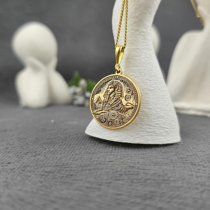 Gold Sphinx Necklace / Egyptian Pendant for Men & Women / Ancient ...