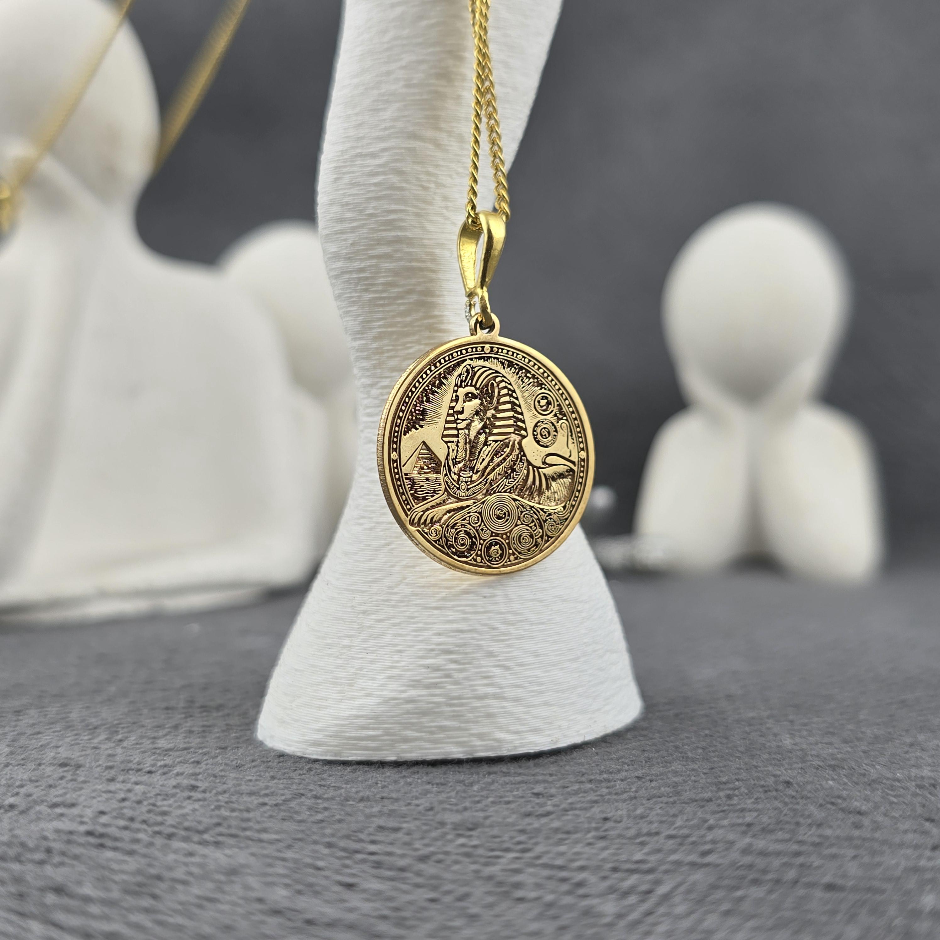 Gold Sphinx Necklace / Egyptian Pendant for Men & Women / Ancient ...