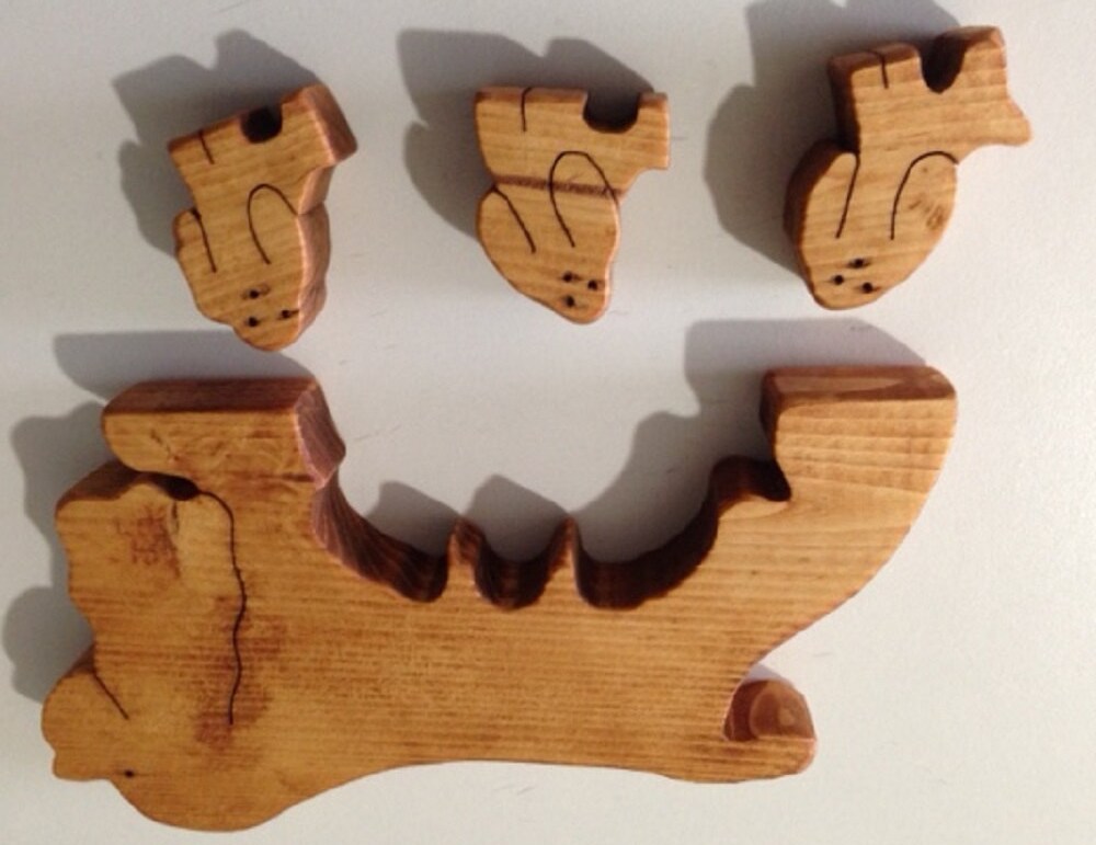 Wooden Cocker Spaniel Family Scroll Saw Puzzle - Handmade - 4 Pieces ...