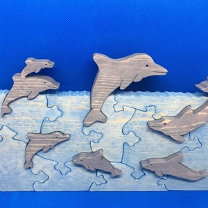 Wood Stacked Dolphins Puzzle - Handmade - 15 Pieces - Stained - Etsy