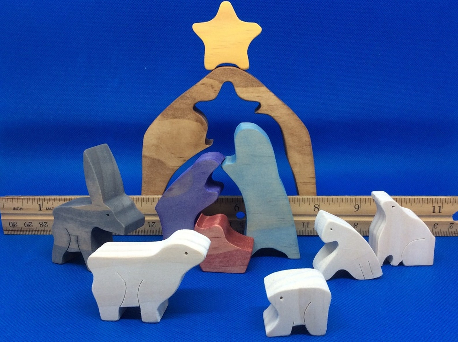Wood Nativity Puzzle Handmade 10 Pieces Stained in - Etsy UK