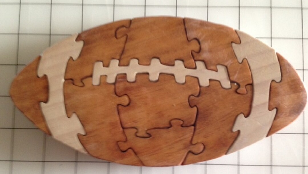 FOOTBALL Scroll Saw Puzzle Handmade 12 Pieces Stained - Etsy