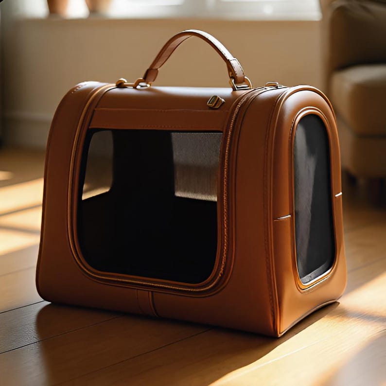 Handcrafted Leather Pet Carrier | Foldable, Breathable Dog & Cat Travel ...
