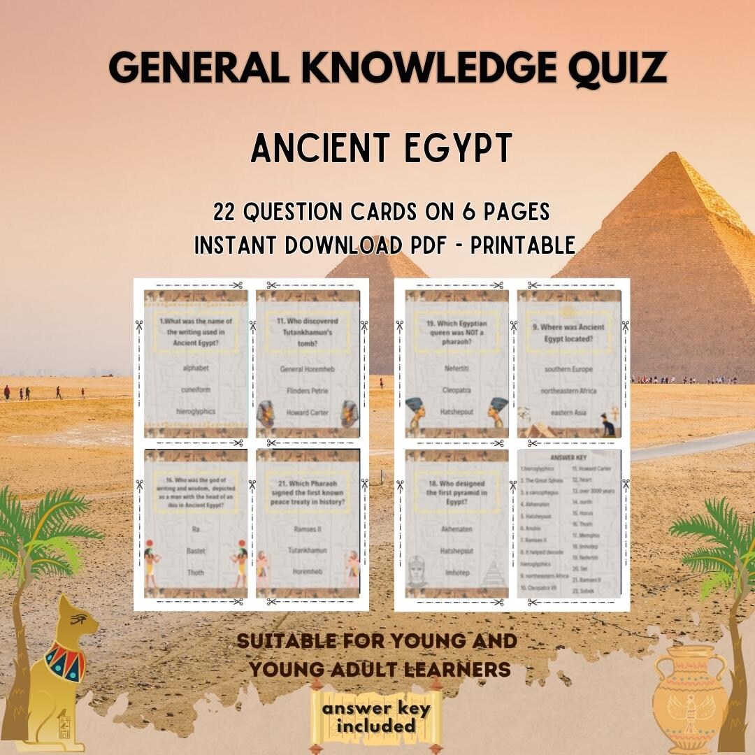 General Knowledge Quiz | Ancient Egypt| for Young Learners | Printable ...