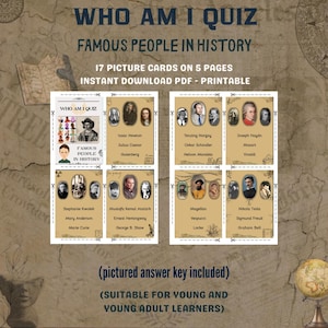 Who Am I Quiz: Famous Historical Figures - Printable STEM Game (PDF ...