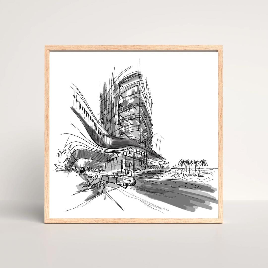 Hand-drawn London Buildings Ink Sketch | Digital Download Poster ...