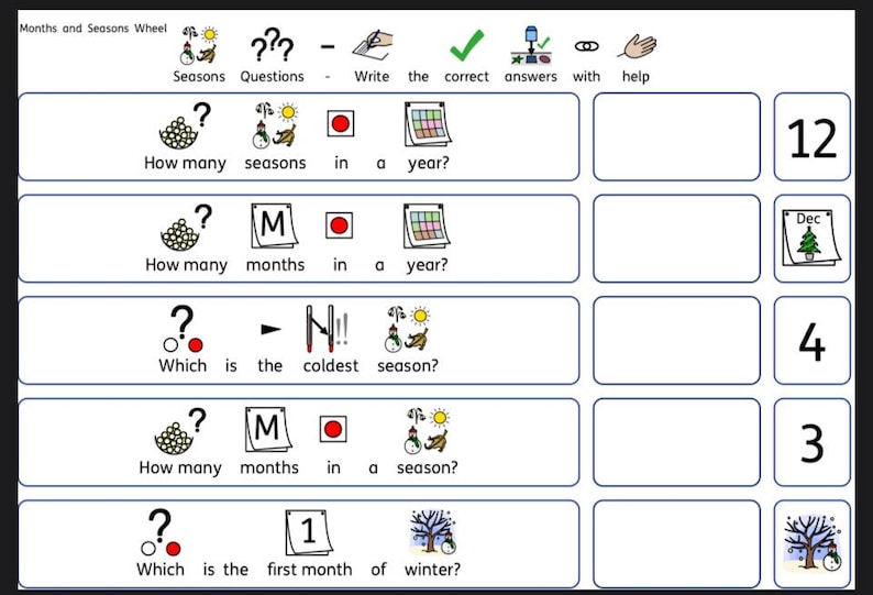 Seasons & Months of the Year Worksheets | 9-page Digital Download ...