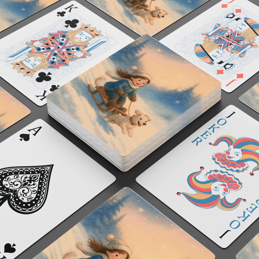 Unique Poker Playing Cards, Winter Scene, Acrylic Box - Etsy