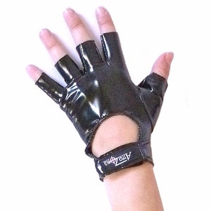 Vinyl Fingerless Gloves – 4 Way Stretch PVC Mini Clubwear - Etsy