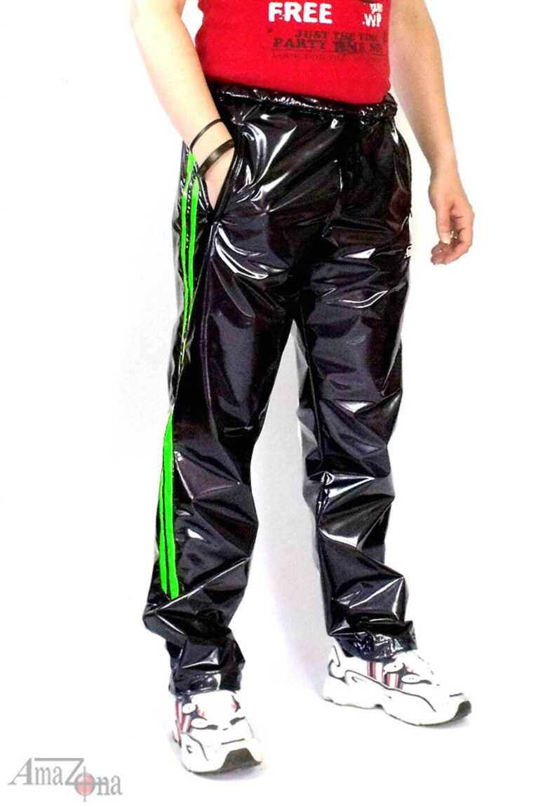 Sporty 4-way stretch vinyl track pants | Etsy