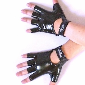 Vinyl Fingerless Gloves – 4 Way Stretch PVC Mini Clubwear - Etsy