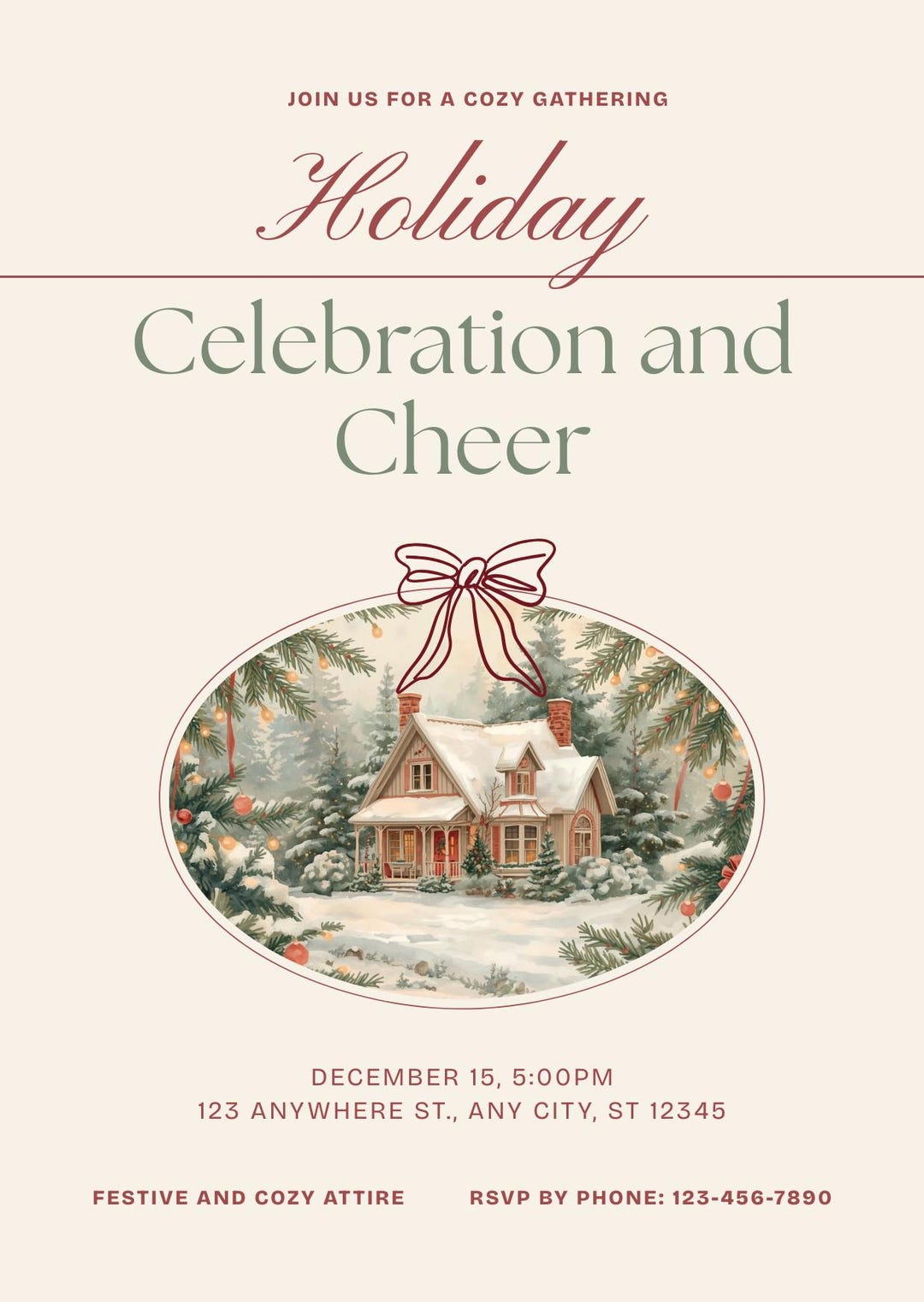 Cozy Cottage Christmas Invitation | Vintage Snowy House (canva Template ...