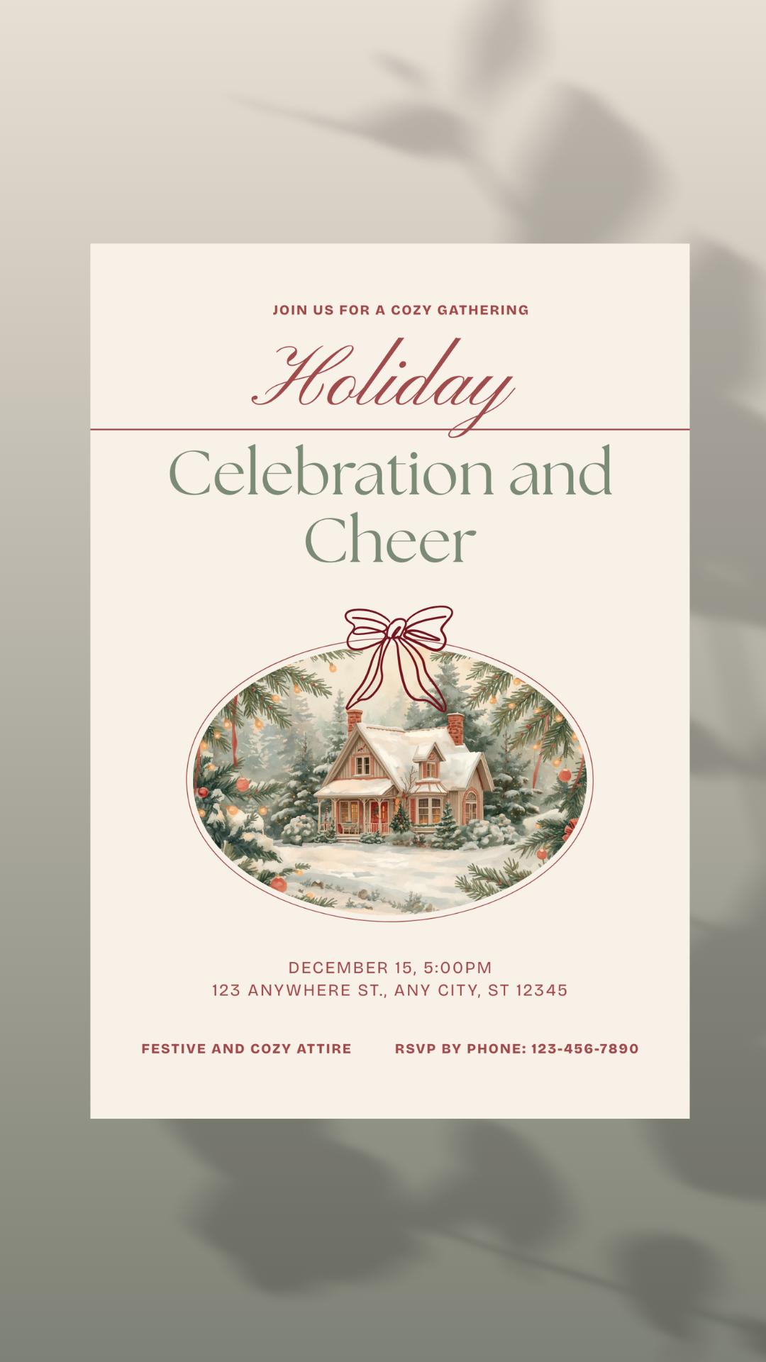 Cozy Cottage Christmas Invitation | Vintage Snowy House (canva Template ...