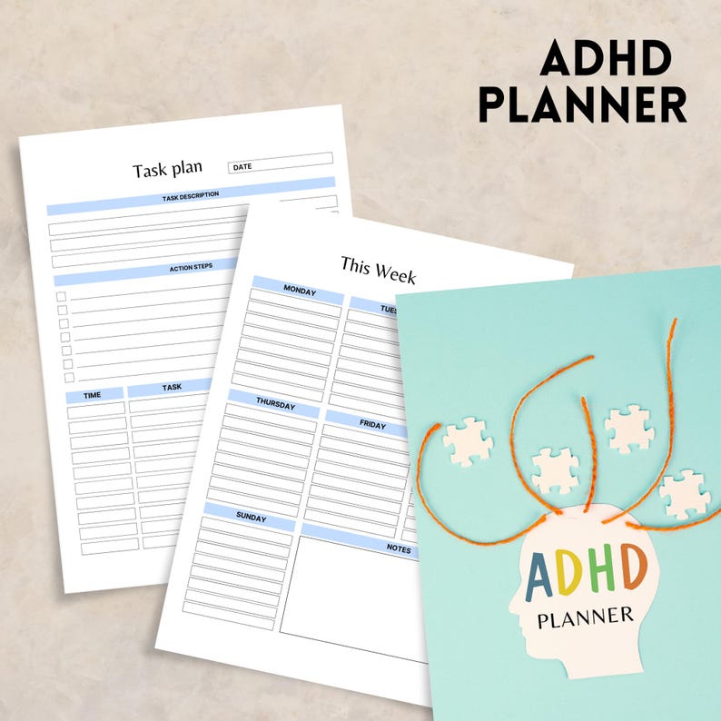 ADHD Planner Printable Focus Tracker, Daily Routine, Time Blocking ...