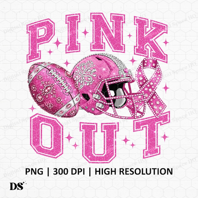 Pink Out Football Png, Glitter Breast Cancer Png, Tackle Cancer ...
