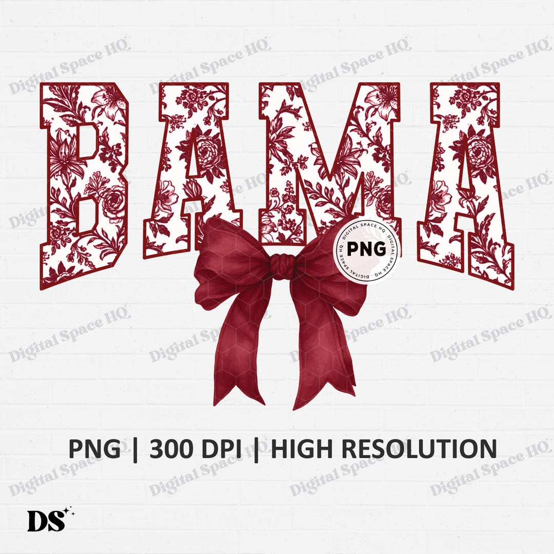 Bama Bow Png, Maroon Floral Alabama Png, Bama Toile Chinoiserie, Maroon ...