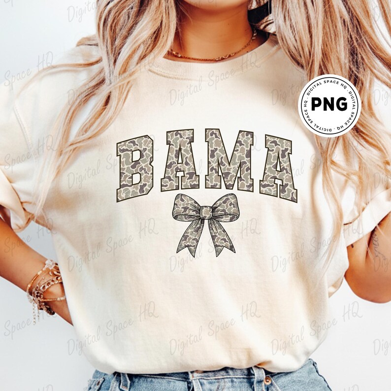 Bama Camo Bow PNG, Retro Alabama Distressed PNG, Bama Country PNG, Old ...