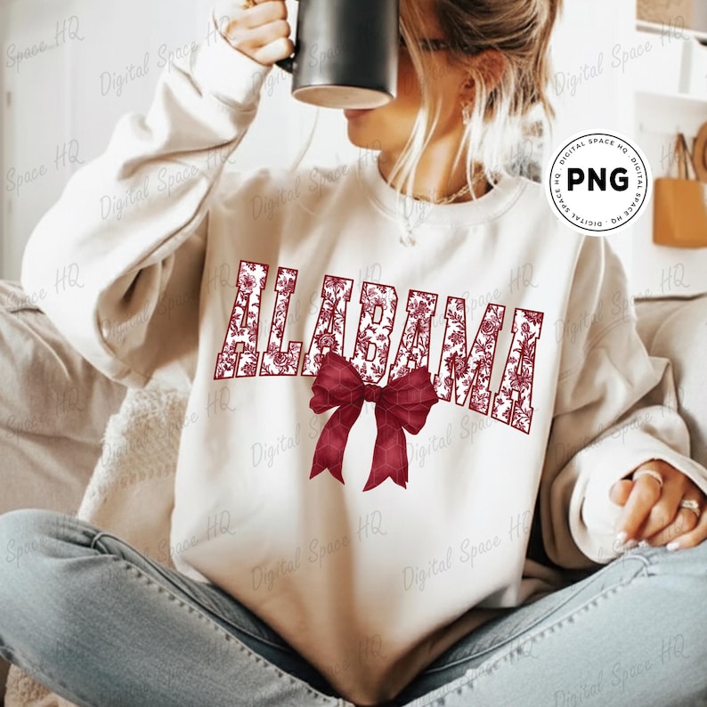Alabama Bow Png, Maroon Floral Alabama Png, Bama Toile Chinoiserie ...